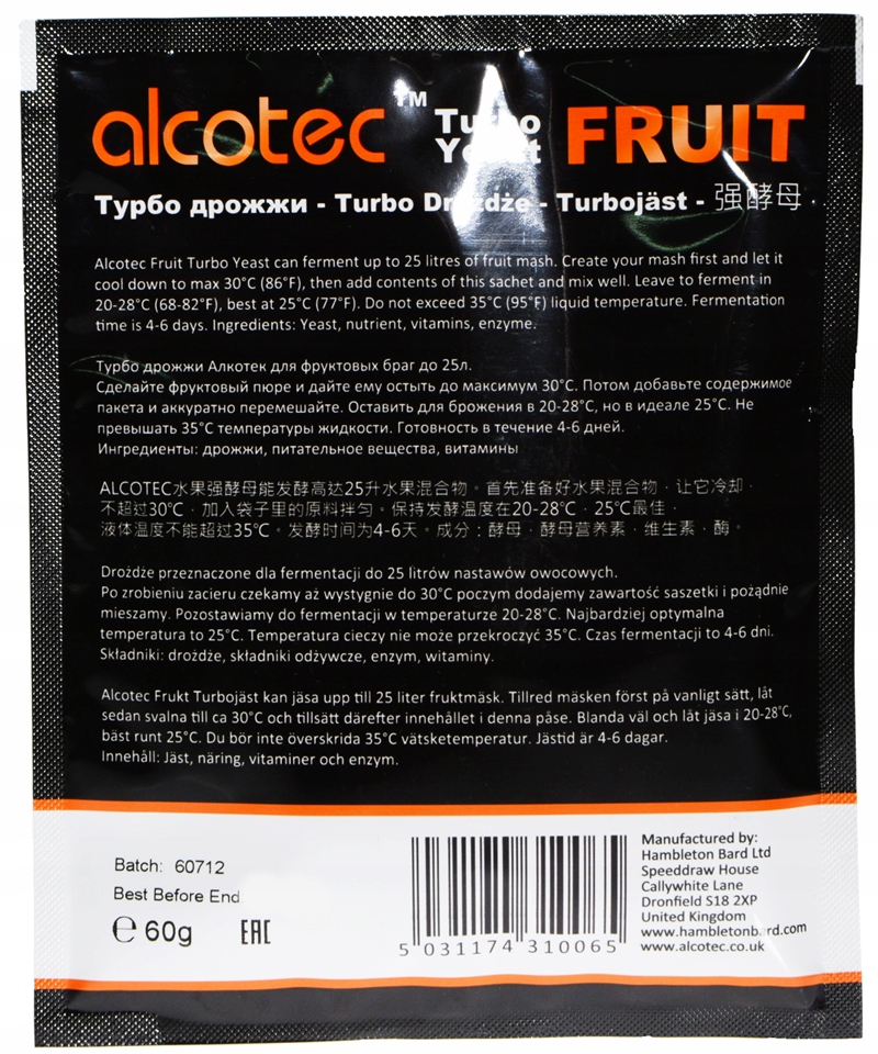 Drożdże Gorzelnicze ALCOTEC TURBO FRUIT nastaw owocowy 25l - Inna marka | Sklep EMPIK.COM