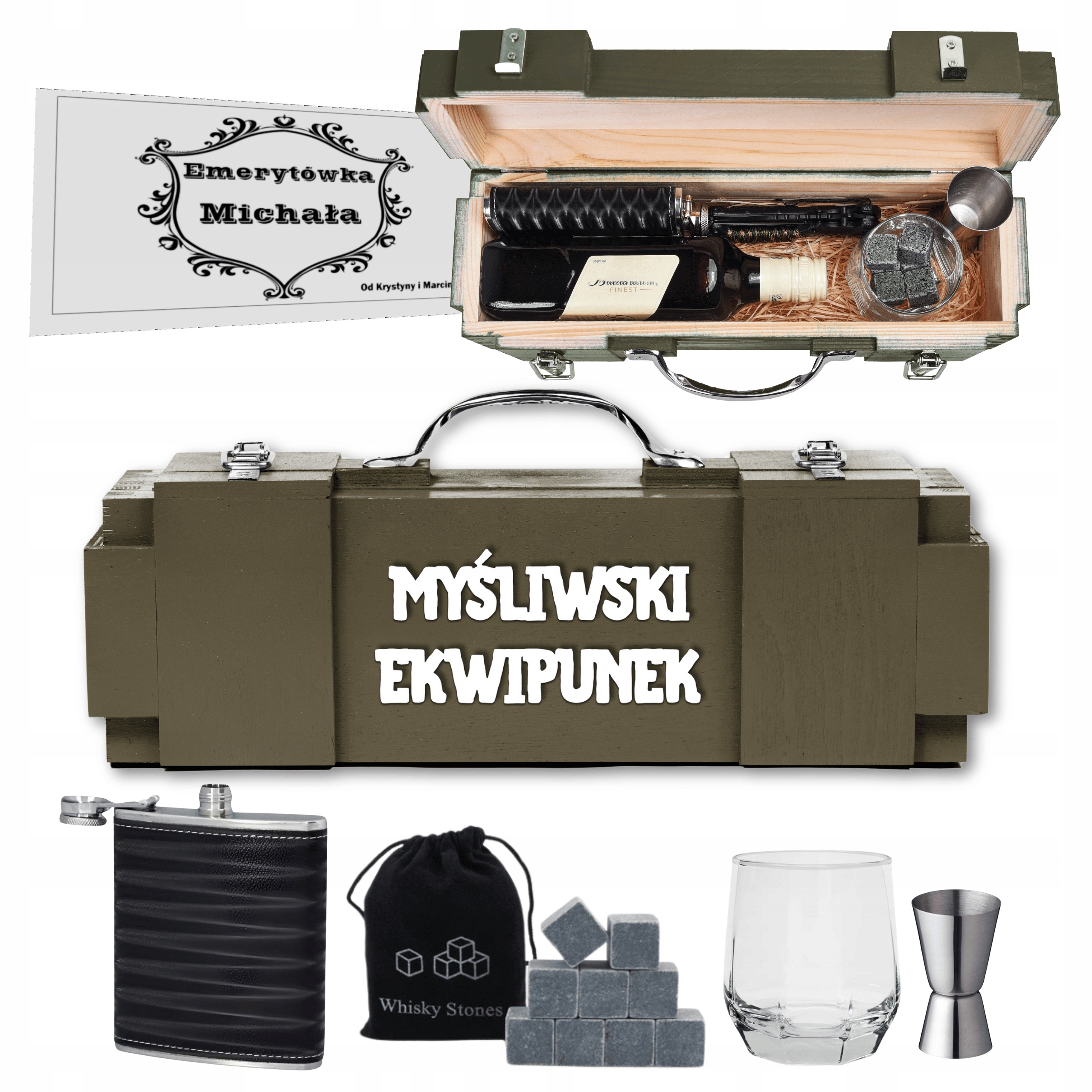 PREZENT dla myśliwego skrzynka PERSONALIZOWANA na urodziny 18-99 DREWNIANA (5901397457819 ...