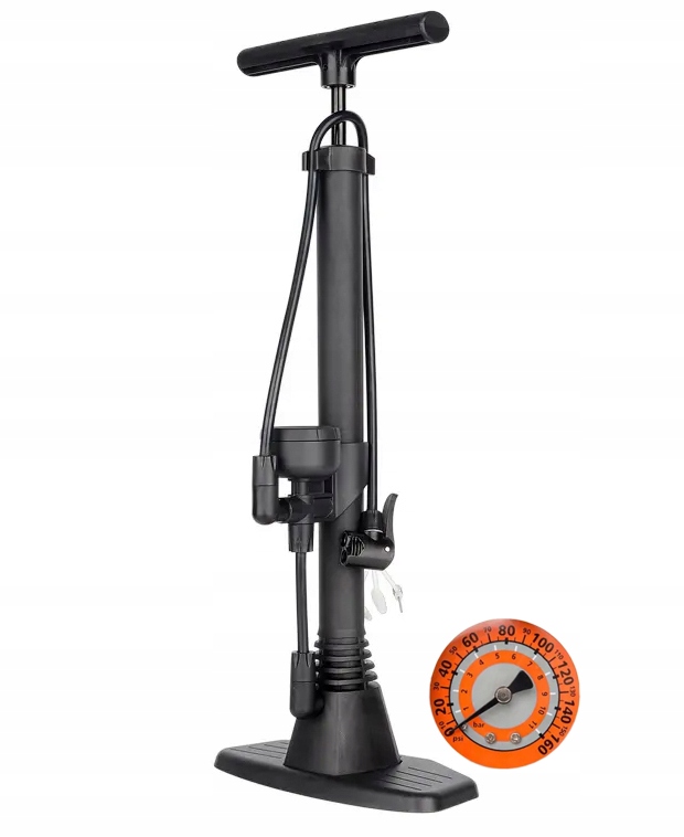 POMPKA ROWEROWA PODŁOGOWA + MANOMETR STACJONARNA WARSZTTOWA 11 BAR 160 ...