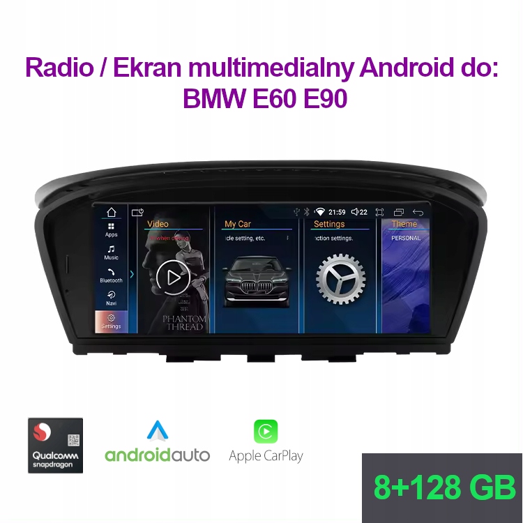 Radio Android BMW E60 E90 CCC Android Auto Carplay 8+128 GB - Sklep, Opinie, Cena w Allegro