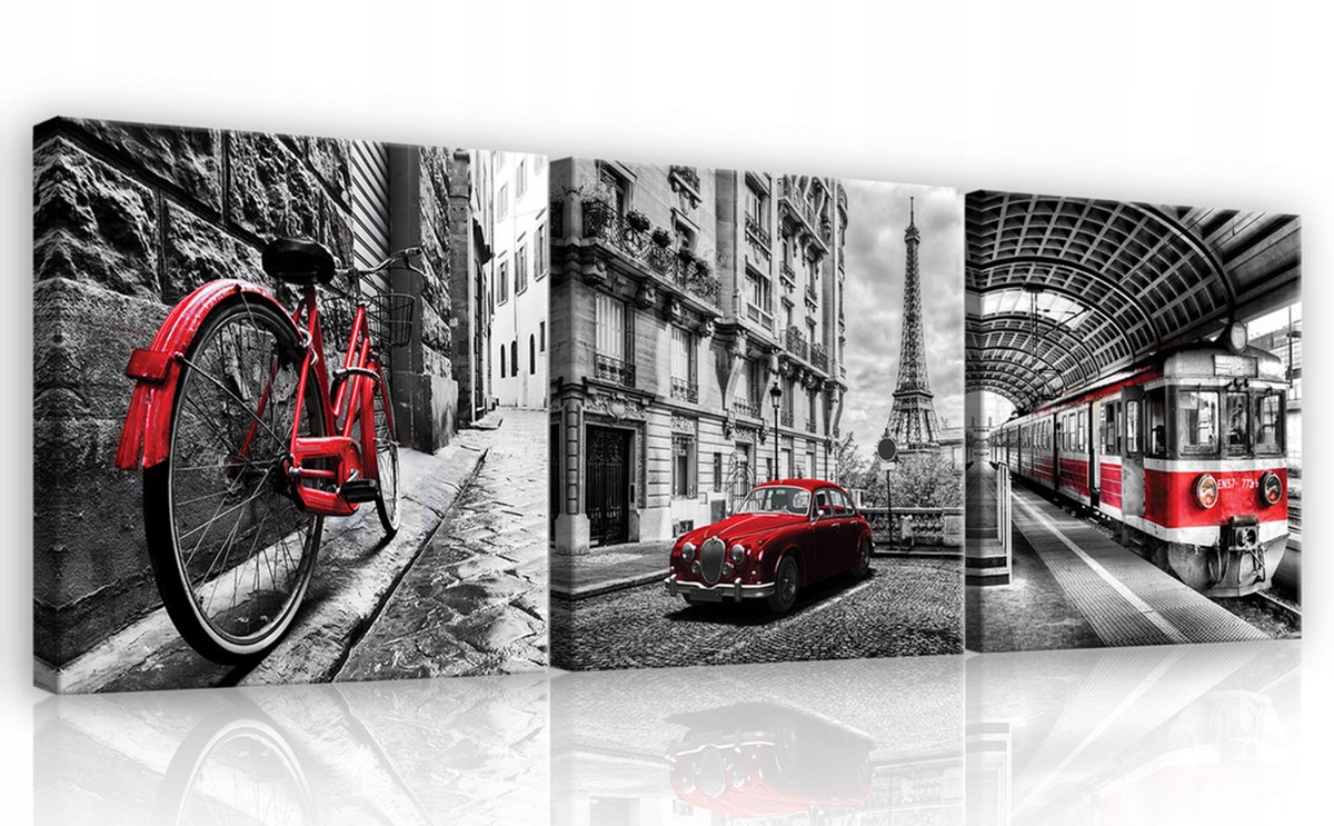 OBRAZ NA PŁÓTNIE CANVAS 75x25 POCIĄG ROWER AUTO (5903014066824) • Cena ...