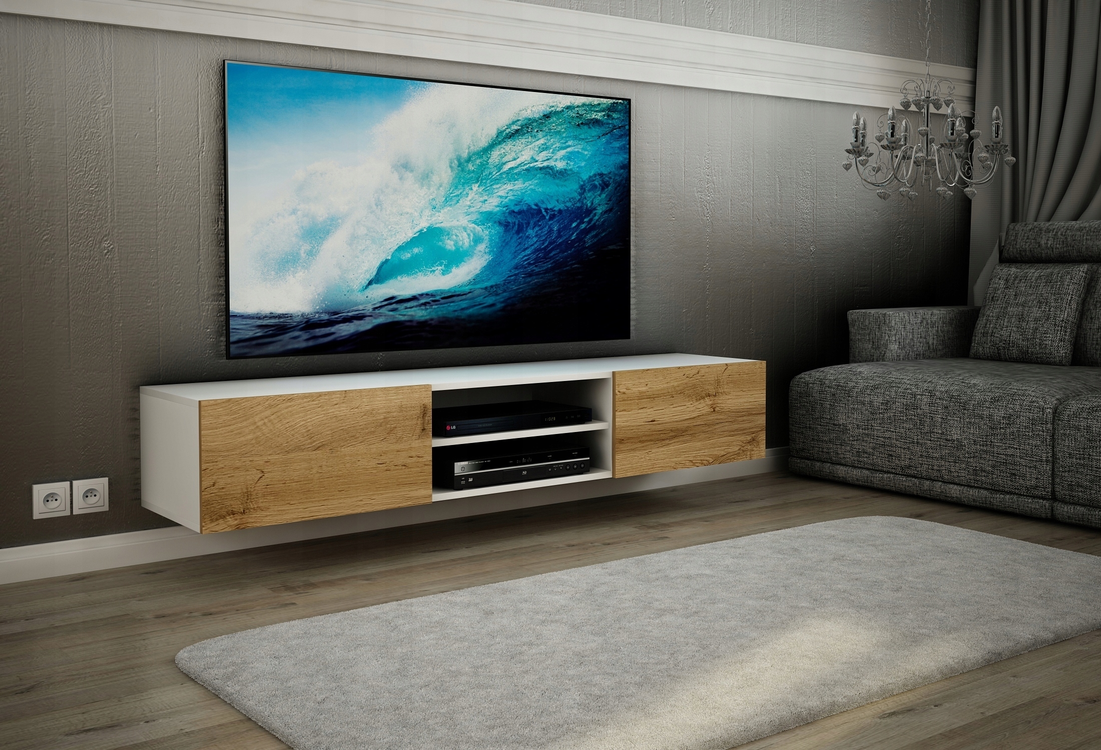 WISZĄCA SZAFKA RTV 120 DĄB WOTAN, • Cena, Opinie • Szafki RTV ...