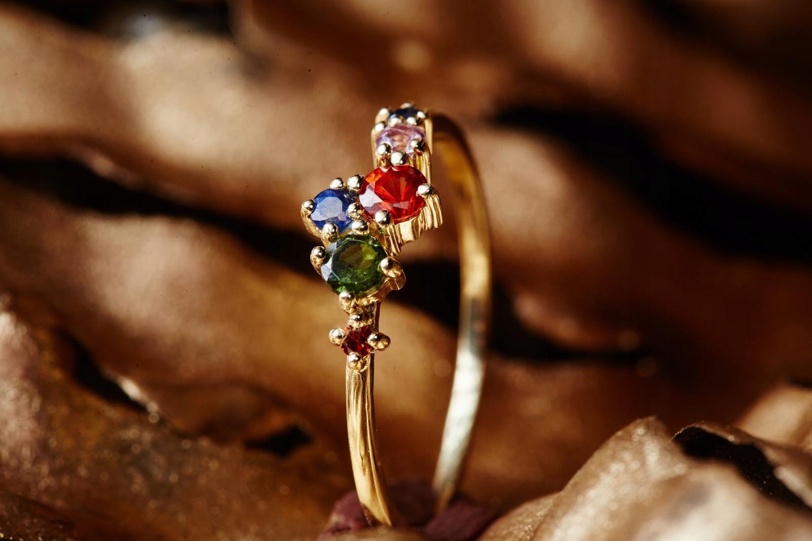 Arany Turmalin Zafír gyűrű za 165165.00HUF-ért - Allegro