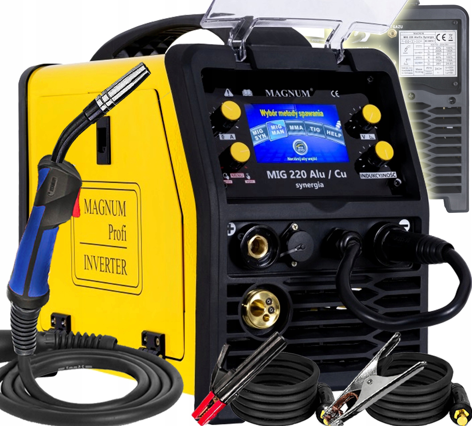 ZESTAW SPAWARKA INWERTOROWA MIGOMAT MAGNUM MIG 220 ALU SYNERGIA 200 3w1 TIG (5904624003339 ...