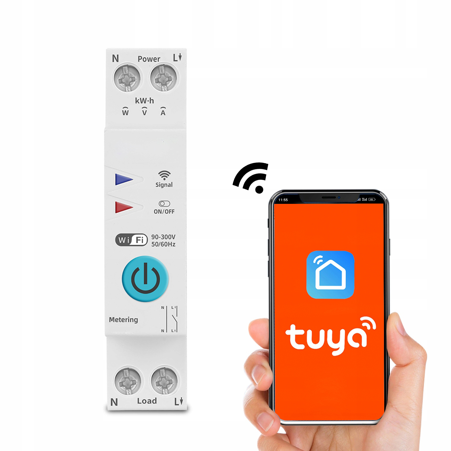 Relé WiFi vezérlő 16A áramméréssel TUYA Smart Life DIN sín za 6015 ...