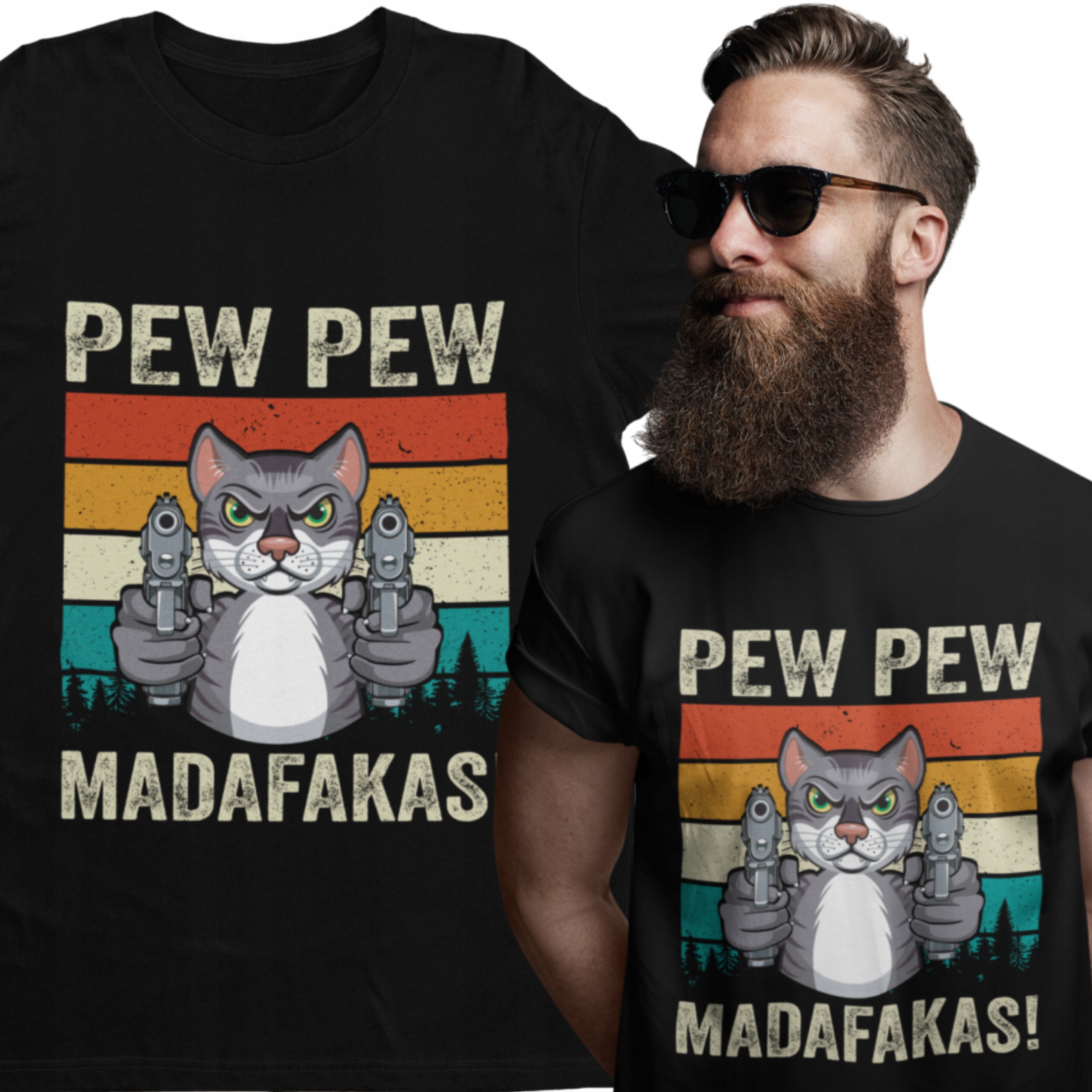 KOSZULKA PEW PEW MADAFAKAS Z KOTEM ŚMIESZNA 5XL 14298449538 - Allegro.pl