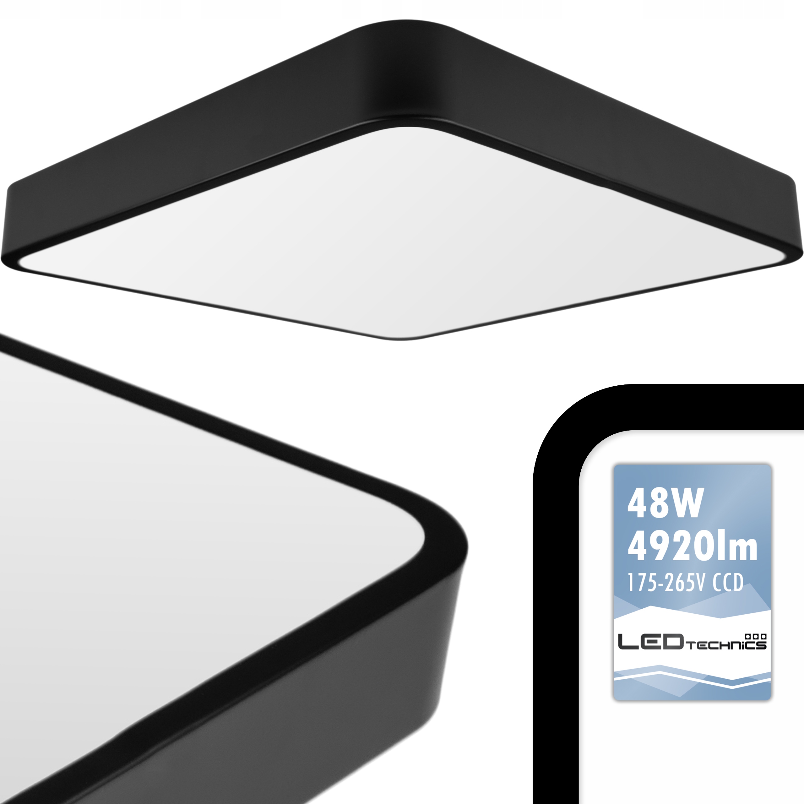 LAMPA SUFITOWA LED PLAFON PANEL NATYNKOWY KWADRATOWY MOCNY 48W 40CM ...