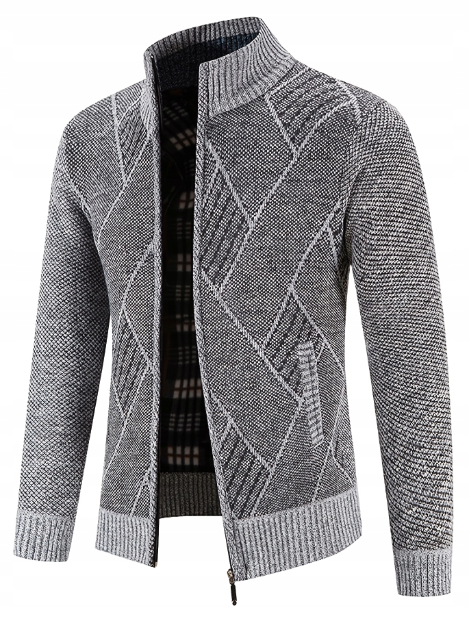 CIEPŁY SWETER MĘSKI ROZPINANY NA ZAMEK OCIEPLANY Z NADRUKIEM • Cena ...