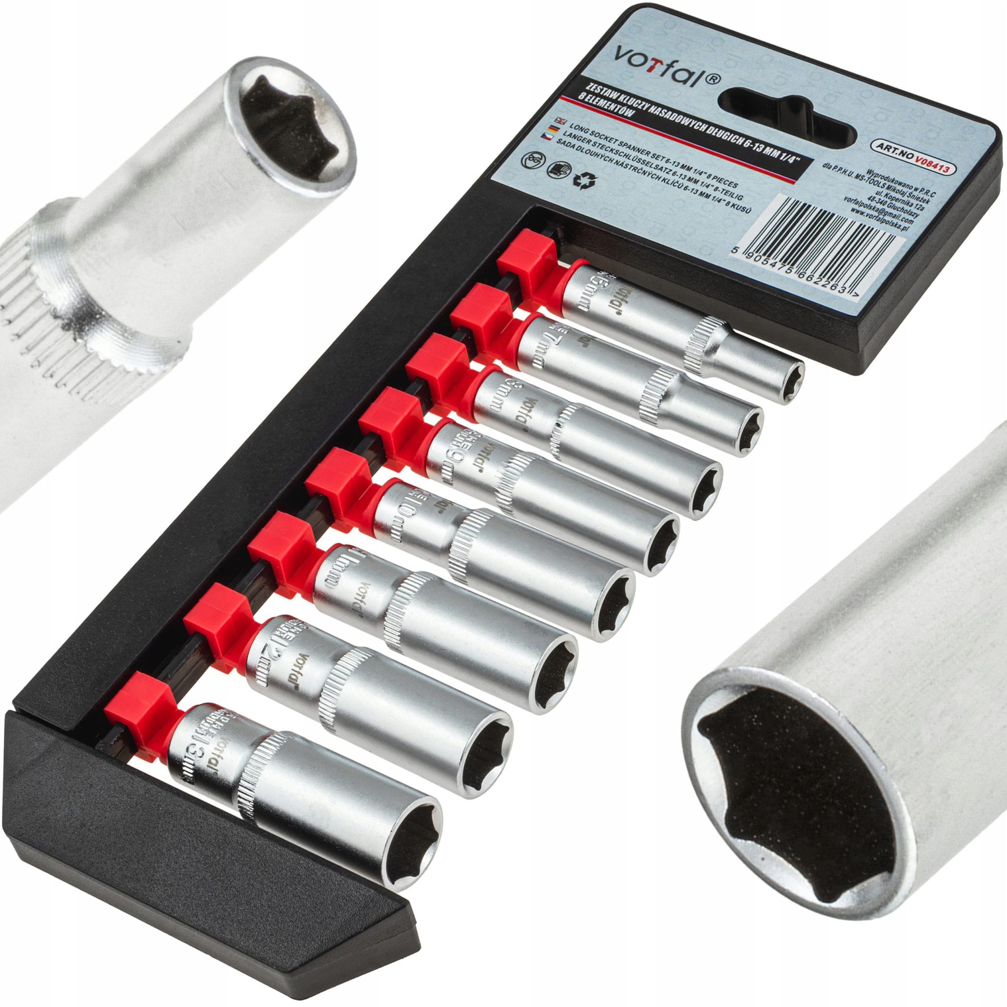 KLUCZE NASADOWE 1/4 DŁUGIE 6-13MM NASADKI ZESTAW KLUCZY NASADOWYCH NASADEK 5905475662263 za 19 ...
