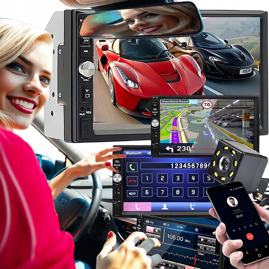RADIO SAMOCHODOWE BLUETOOTH 2DIN 7 CALI Auta Samochodu KAMERA COFANIA ...