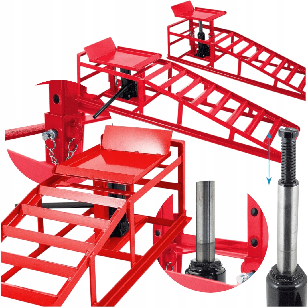 RAMPA CZERWONE RAMPY Z PODNOŚNIKIEM HYDRAULICZNYM 2 x 2000 kg ...