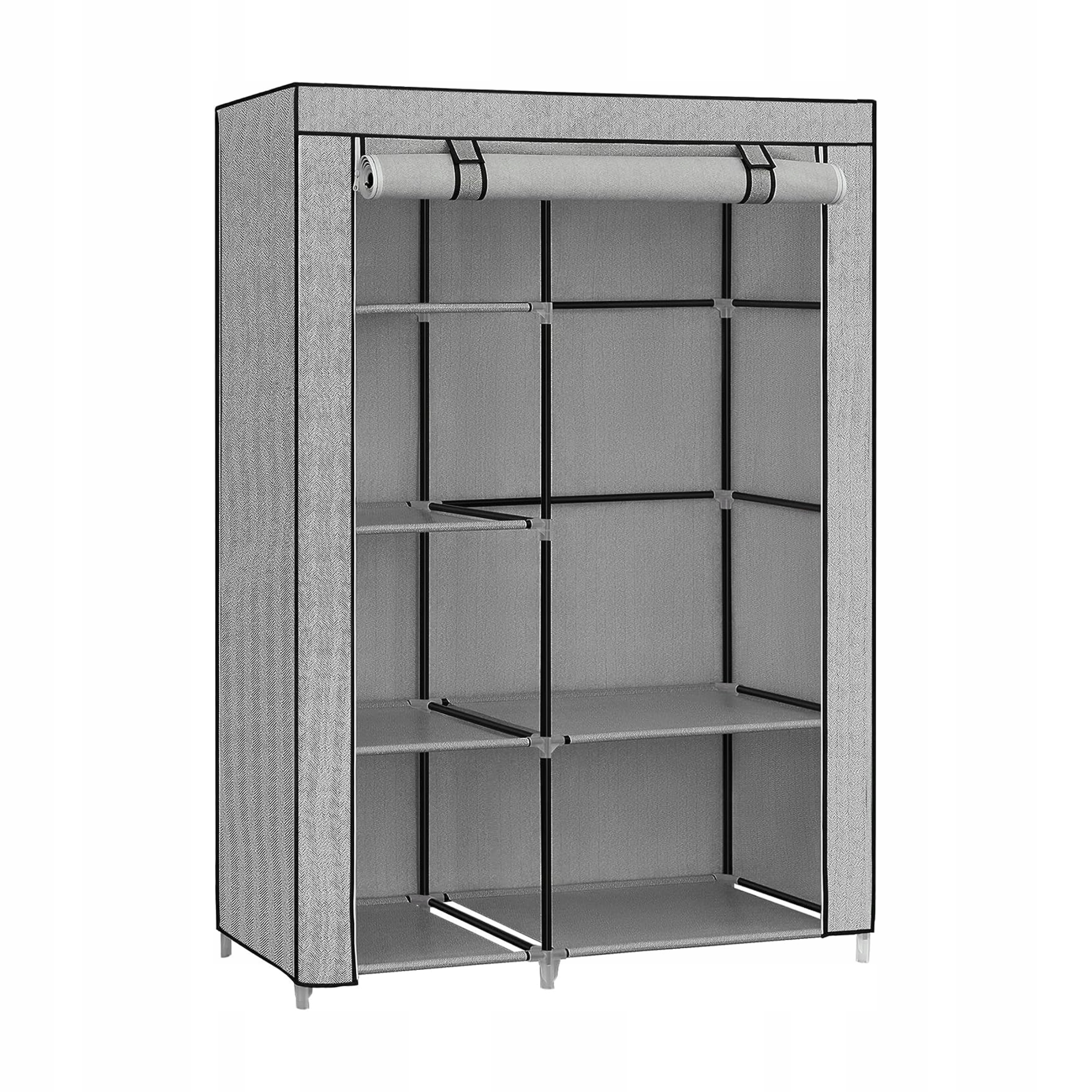 SZAFA MATERIAŁOWA GARDEROBA TEKSTYLNA SKŁADANA ORGANIZER PÓŁKI (Szafa ...