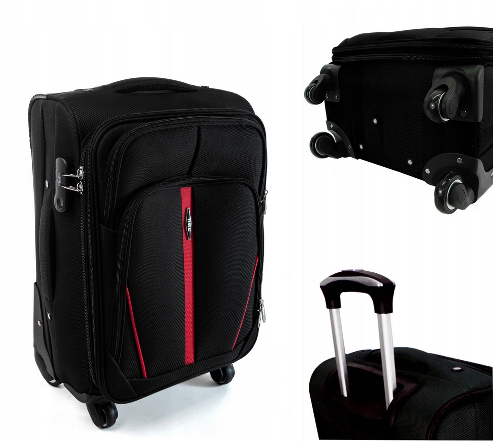 WALIZKA MAŁA KABINOWA MATERIAŁOWA CODURA RGL PODRÓŻNA NA 4 KÓŁKACH CZARNA - 5903031210217 ...