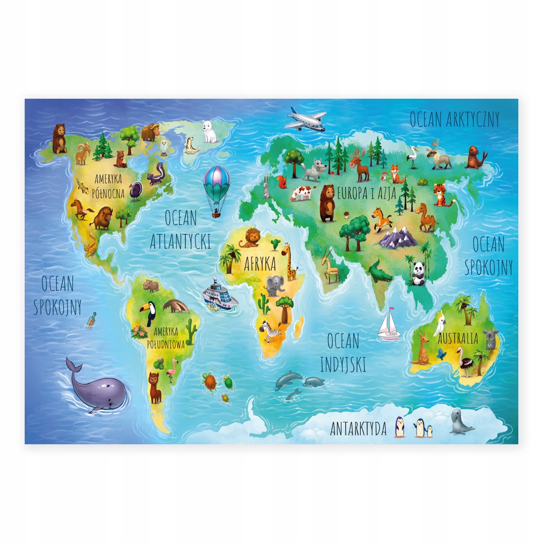 Plakat Mapa Świata dla Dzieci A3 Bez Ramy Pokój Dziecka Prezent • Cena ...