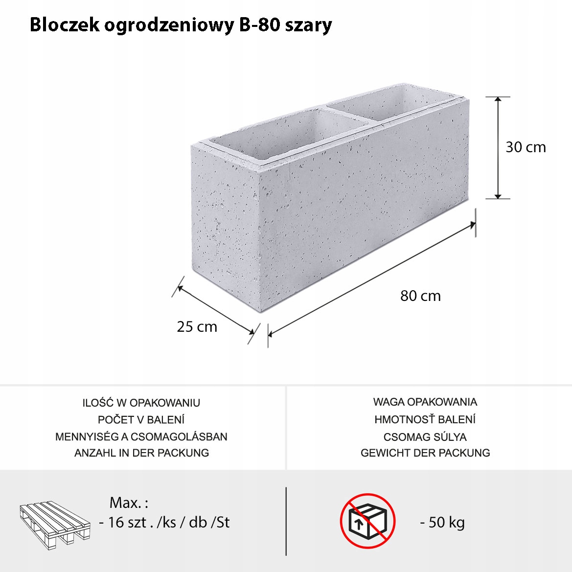 Bloczek ogrodzeniowy 80 cm Szary (Epika_80_Szary_B) • Cena, Opinie ...