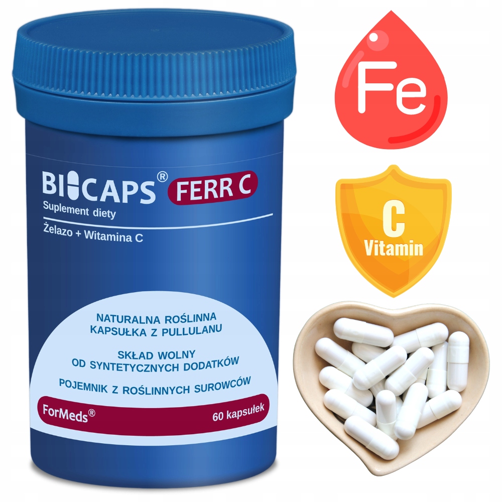BICAPS FERR C - Żelazo z Witaminą C i Inuliną (5903148622248) • Cena, Opinie • Preparaty ...