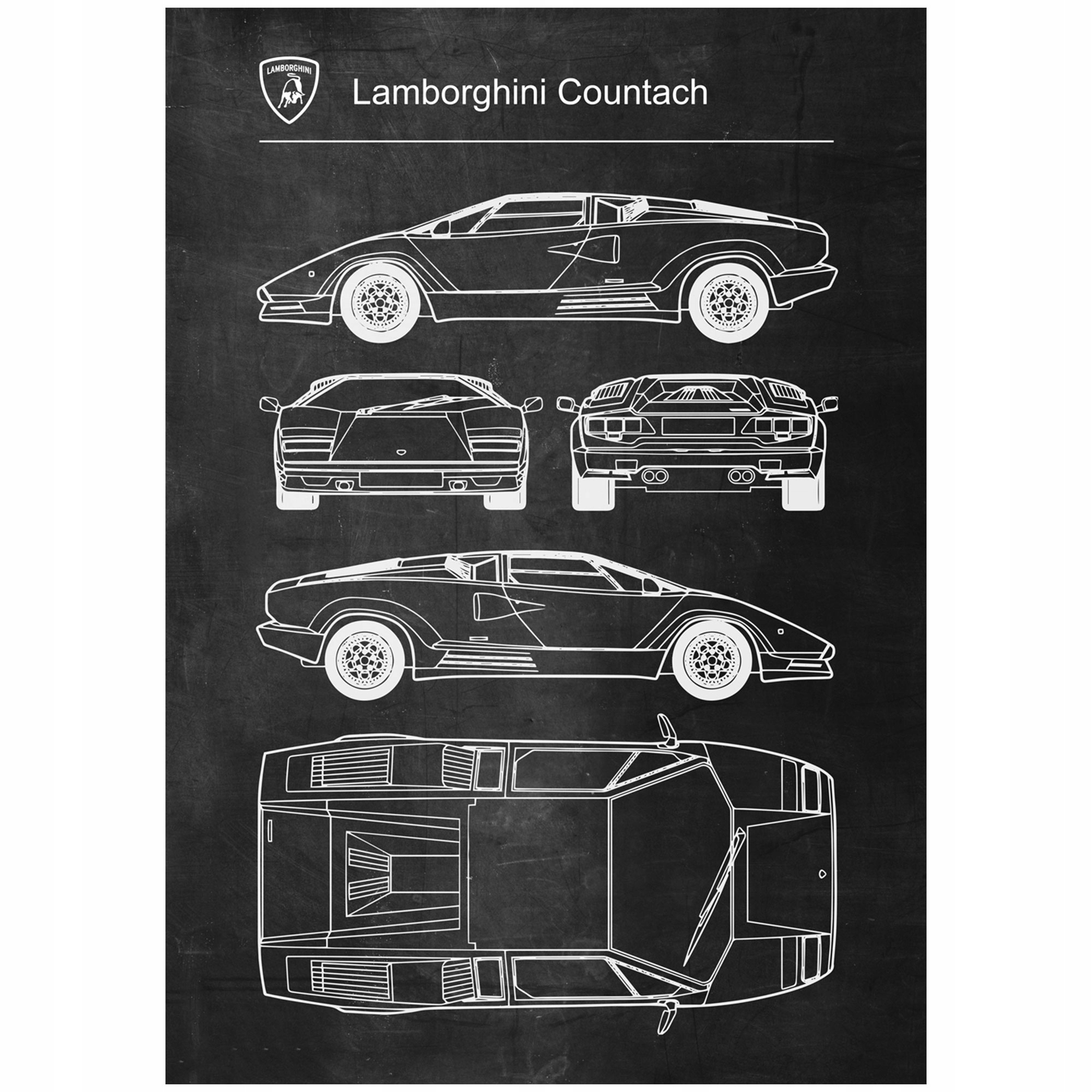 Plakat Lamborghini Countach Retro Patent Schemat • Cena, Opinie ...