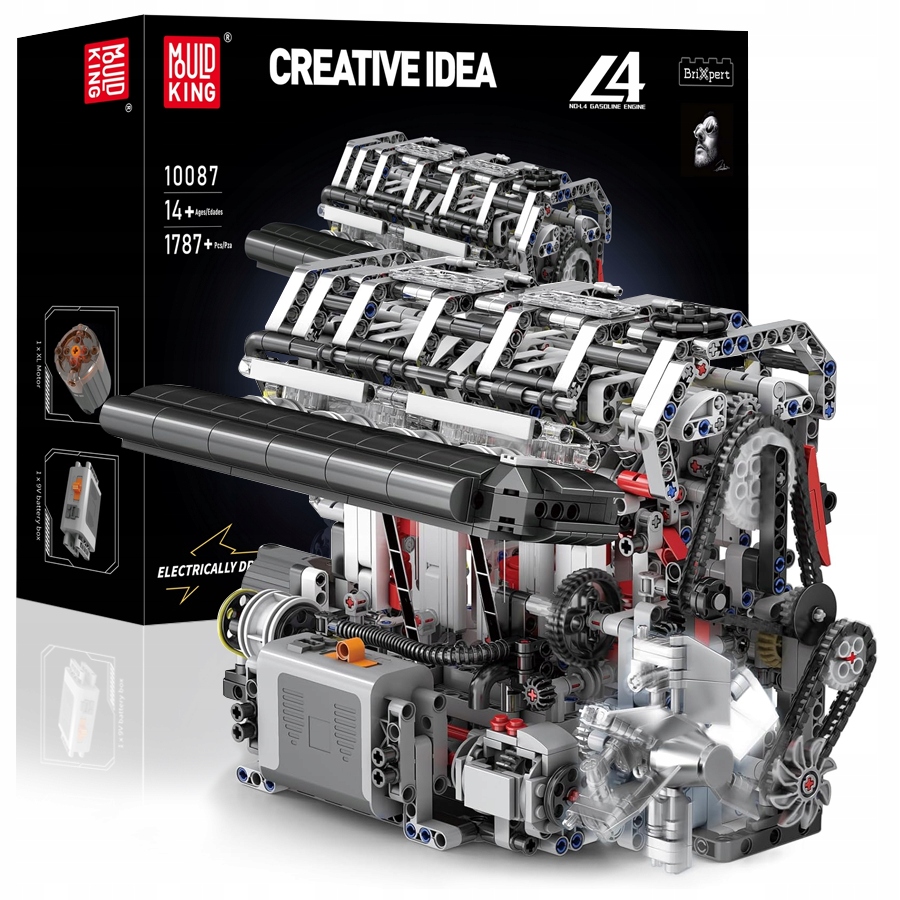 Klocki Mould King 10087 Technic silnik rzędowy 4-cylindrowy L4, na ...