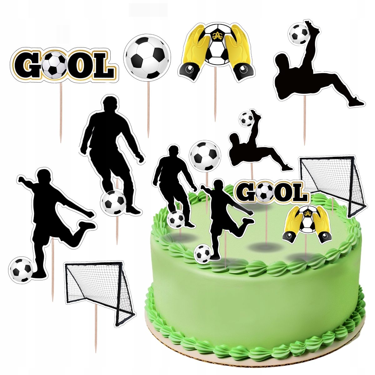 TOPPER NA TORT PIŁKA NOŻNA PIŁKARZE FOOTBALL ZESTAW POSTACI OZDOBA NA ...
