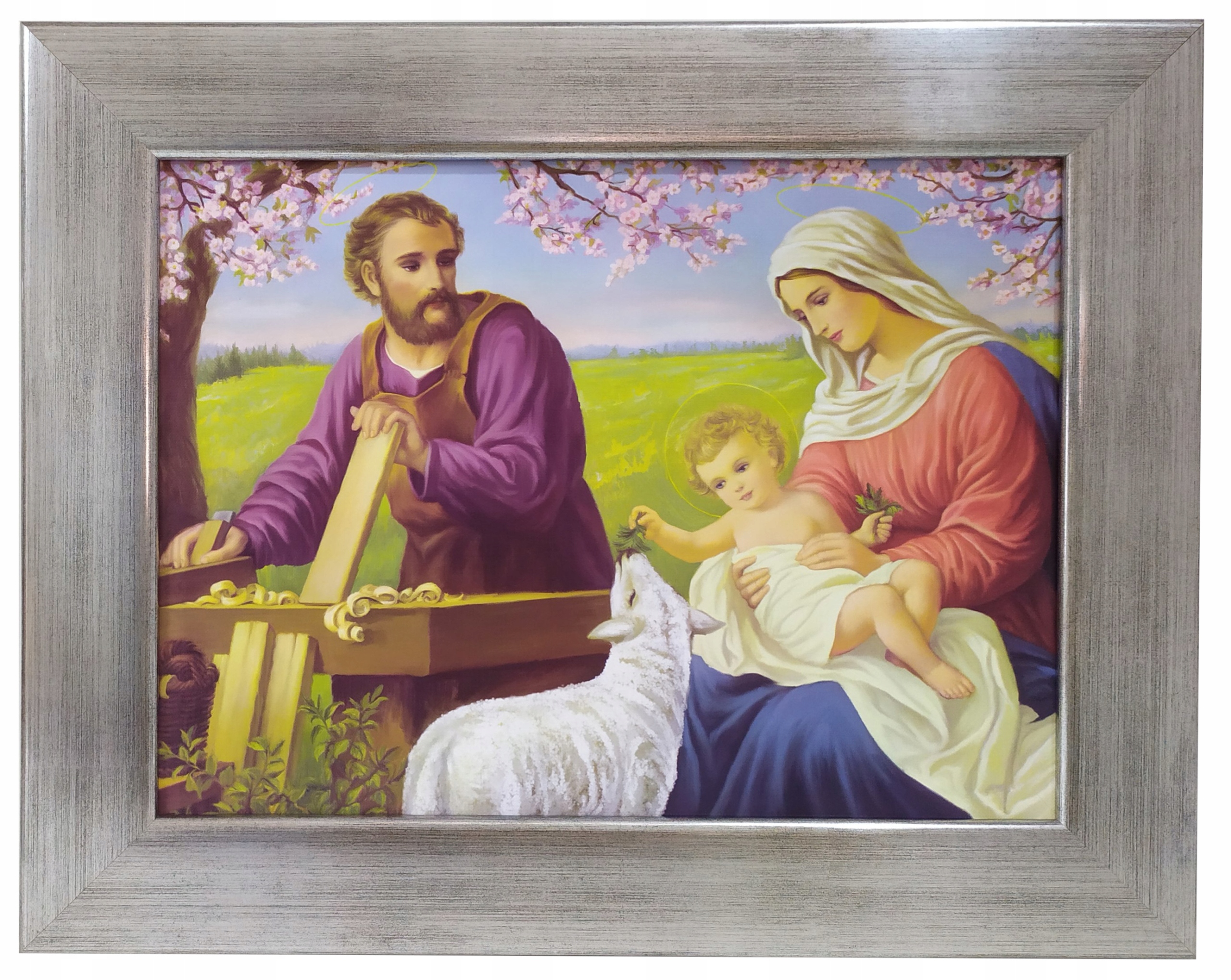 OBRAZ ŚWIĘTEJ RODZINY 40X50 W SREBRNEJ RAMIE JEZUS (5060875548828 ...