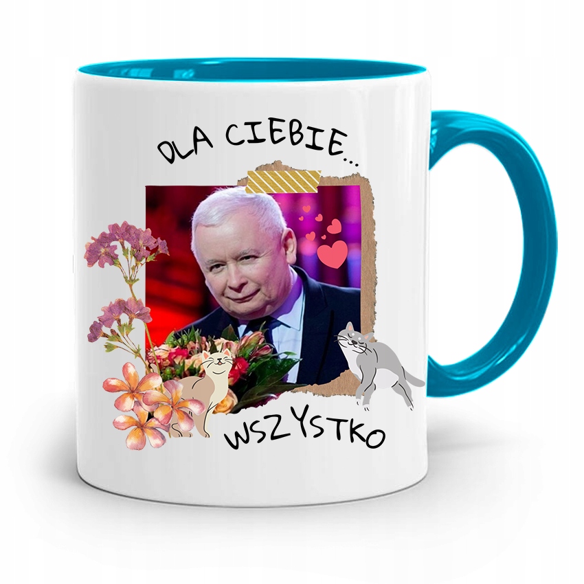 KUBEK BŁĘKITNY ŚMIESZNY PIS JAROSŁAW KACZYŃSKI z Nadrukiem ze Zdjęciem (5905068185506) • Cena ...