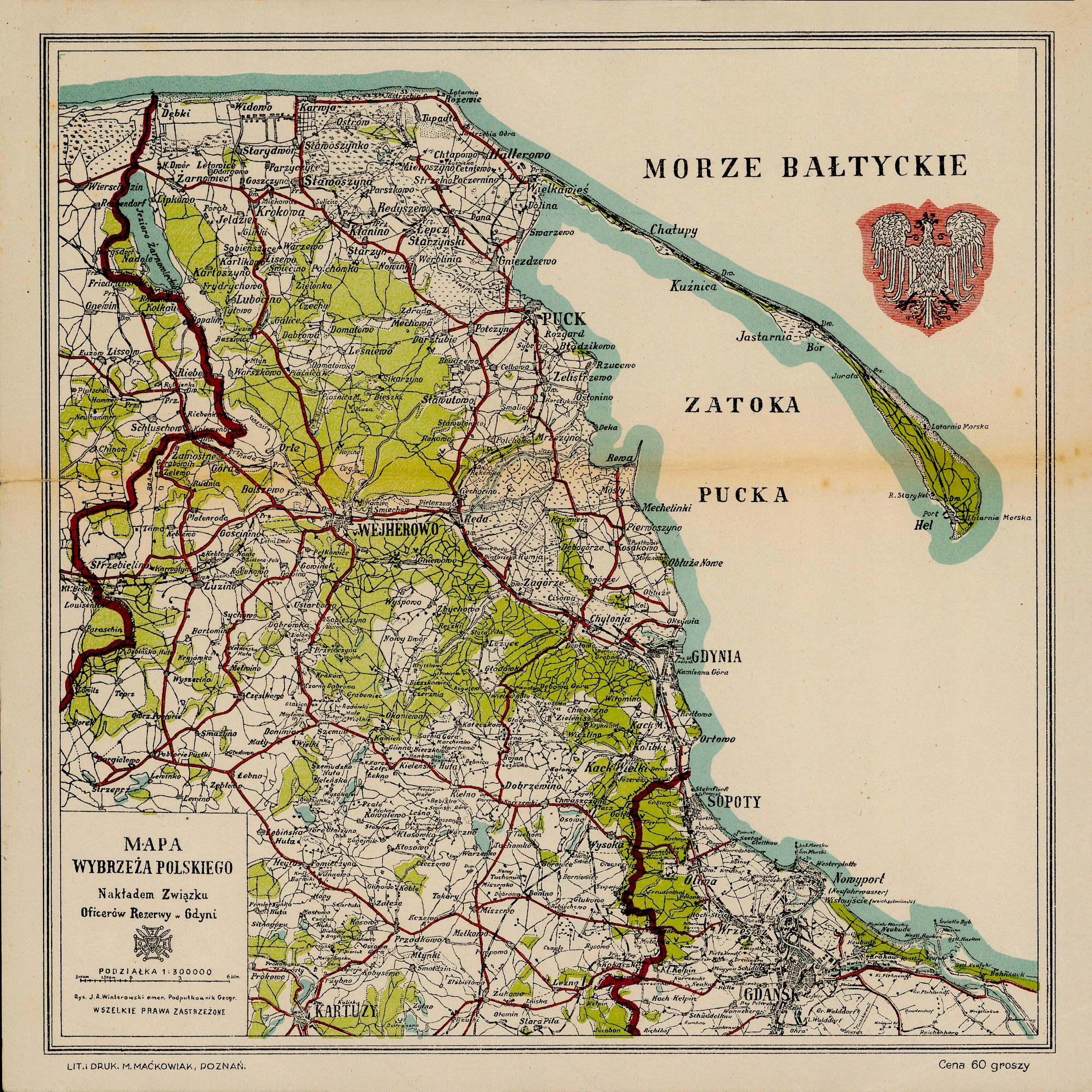 Stara MAPA Mapa wybrzeża polskiego 1939r. 90x90cm • Cena, Opinie ...