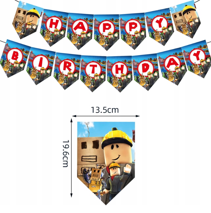 GIRLANDA ROBLOX BANNER 240 cm HERNÍ NAROZENINY DORT DEKORACE ROBUX GAME ...