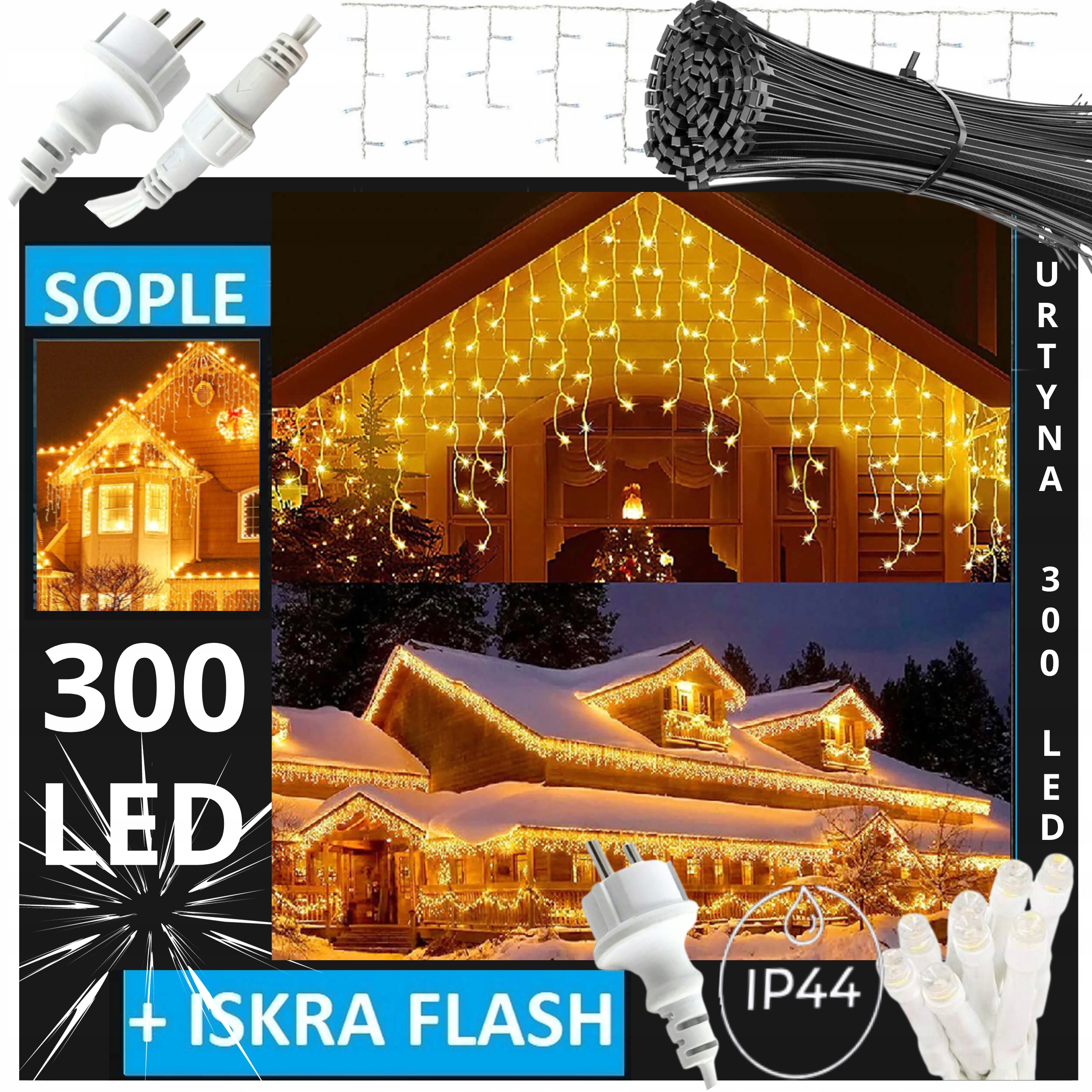 SOPLE 300 LED LAMPKI ZEWNĘTRZNE IP44 STAŁE + FLASH KURTYNA ŚWIETLNA BIAŁE (5905954833542) • Cena ...