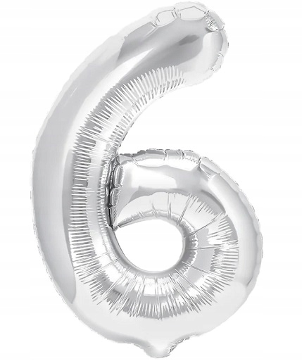 Cyfra Cyferka 6 Foliowa Srebrna 70 cm Urodziny • Cena, Opinie • Balony ...