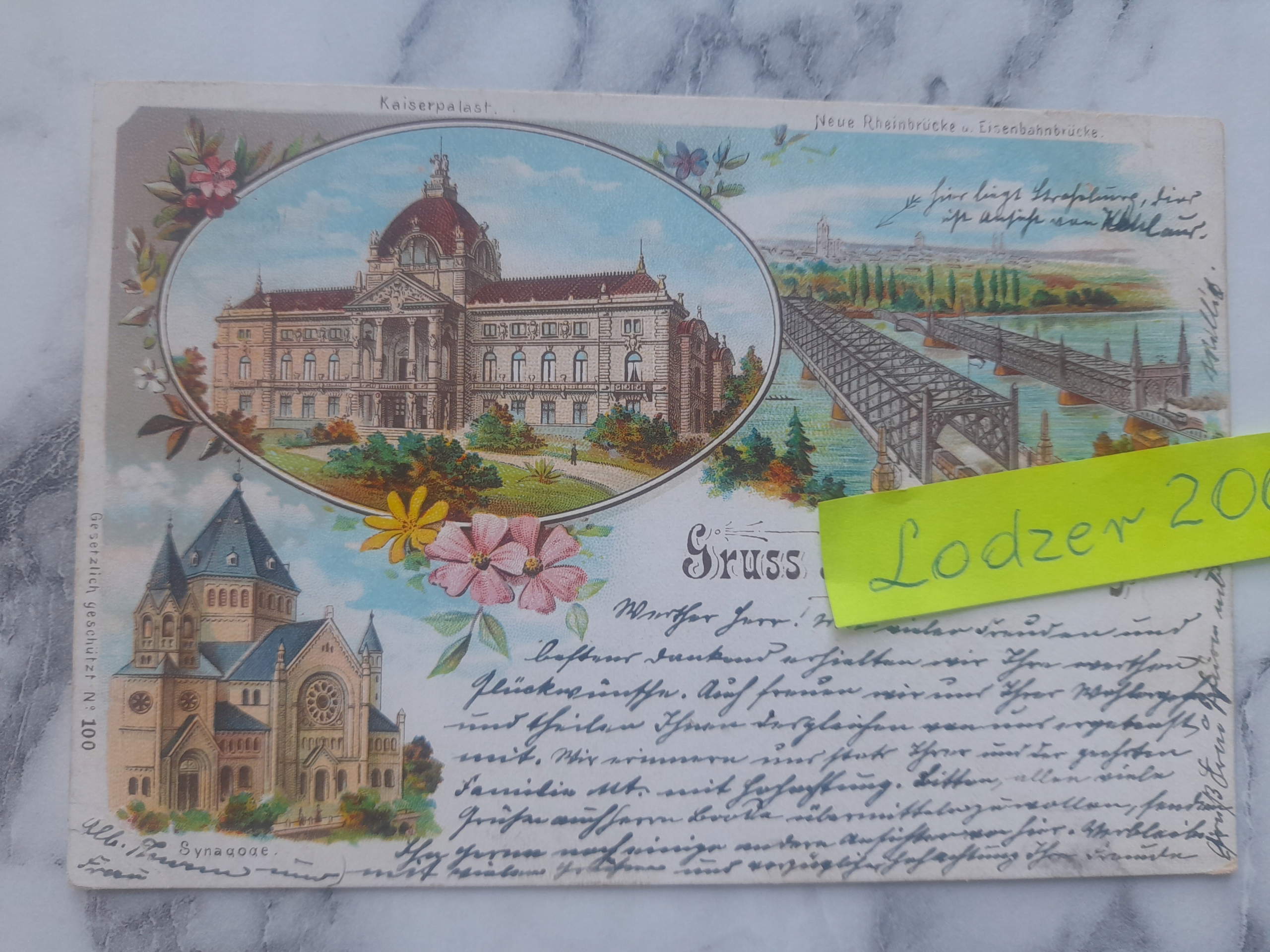 GRUSS AUS STRASSBURG ZSINAGÓGA CSÁSZÁRI PALOTA 1899 LITOGRÁFIA JUDAICA ...