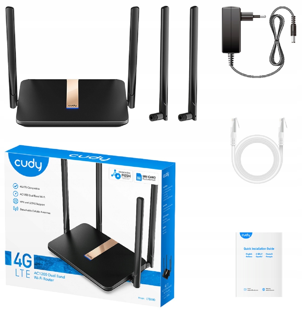 Router Wi-Fi Cudy LT500D 4G LTE na kartę SIM odłączane anteny - Sklep ...