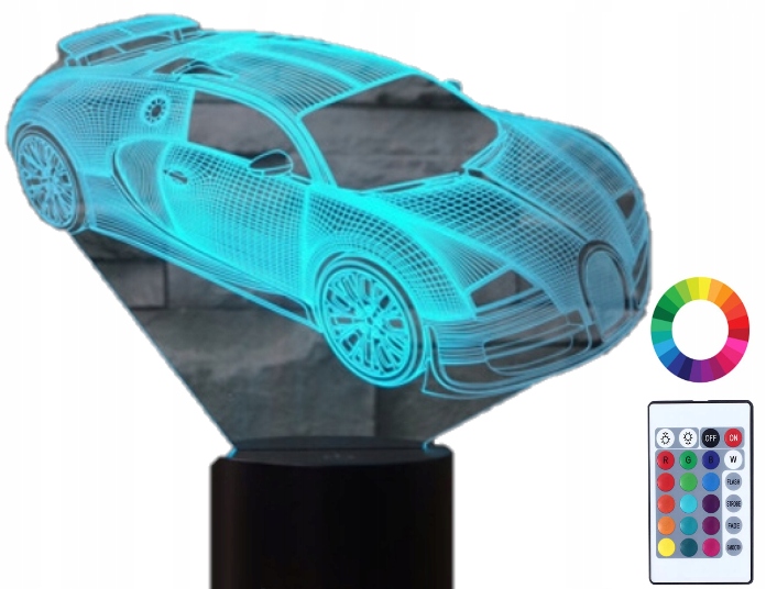 Lampka Nocna LED 3D Led Bugatti Veyron Grawer - Plexido | Sklep EMPIK.COM
