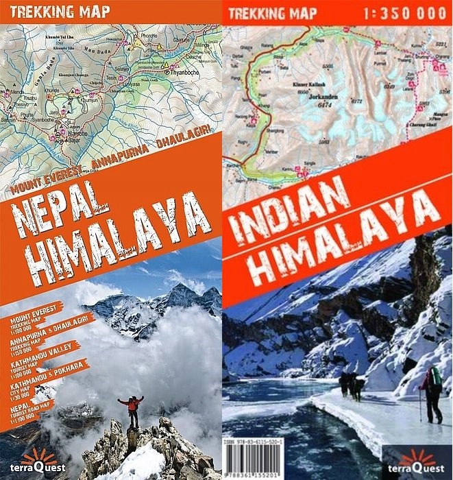 Himalaje nepalskie Mount Everest, Annapurna, Dhalulagiri. Mapa ...