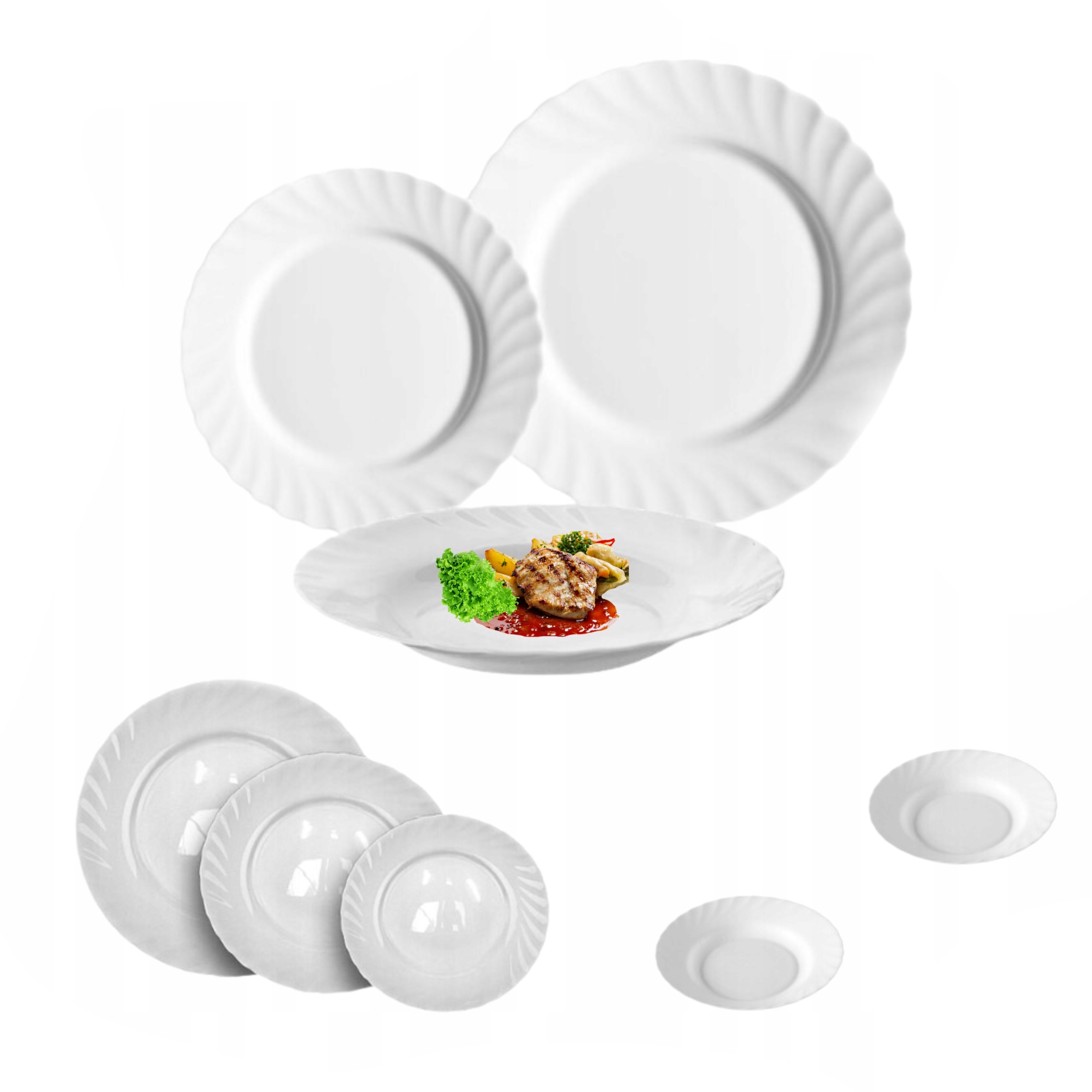 Serwis Obiadowy Talerze Komplet Zestaw 18el BIAŁE TRIANON LUMINARC TZ81 ...