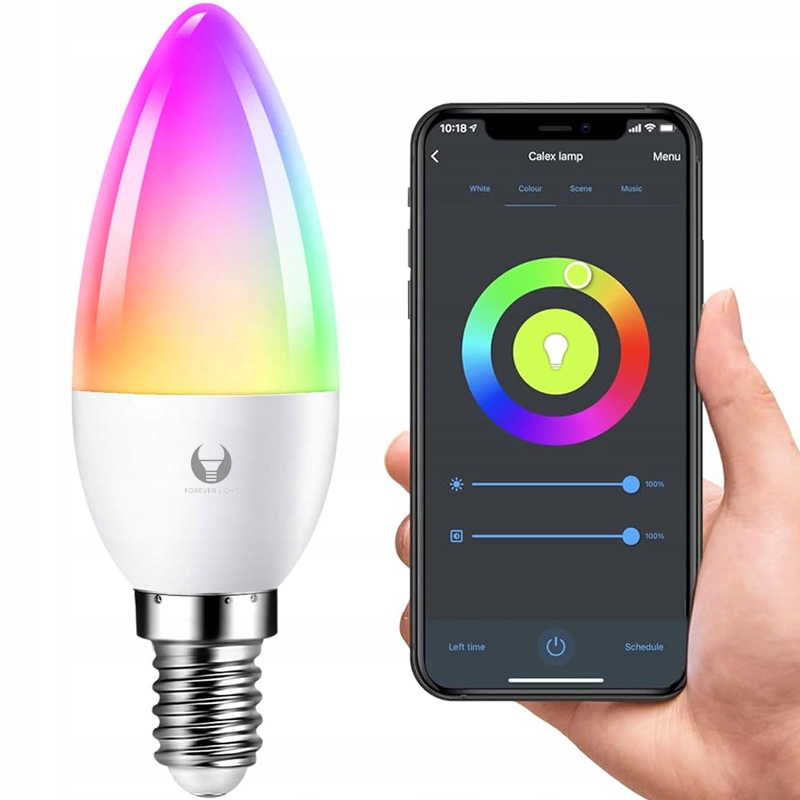 Żarówka LED SMART WiFi E14 5.5W ściemniana kolorowa RGB CCT Tuya Aplikacja (5900495048639 ...