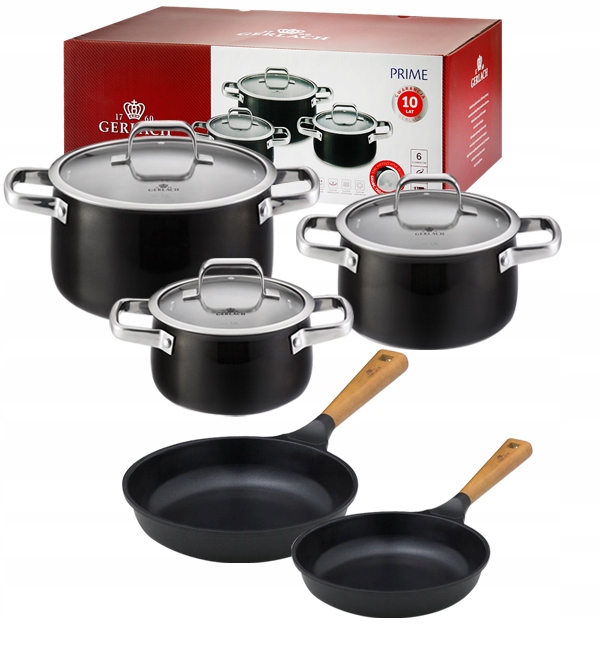 GERLACH PRIME KOMPLET GARNKI Z POKRYWKAMI 6 EL+ PATELNIA NATUR EVO 24 ...