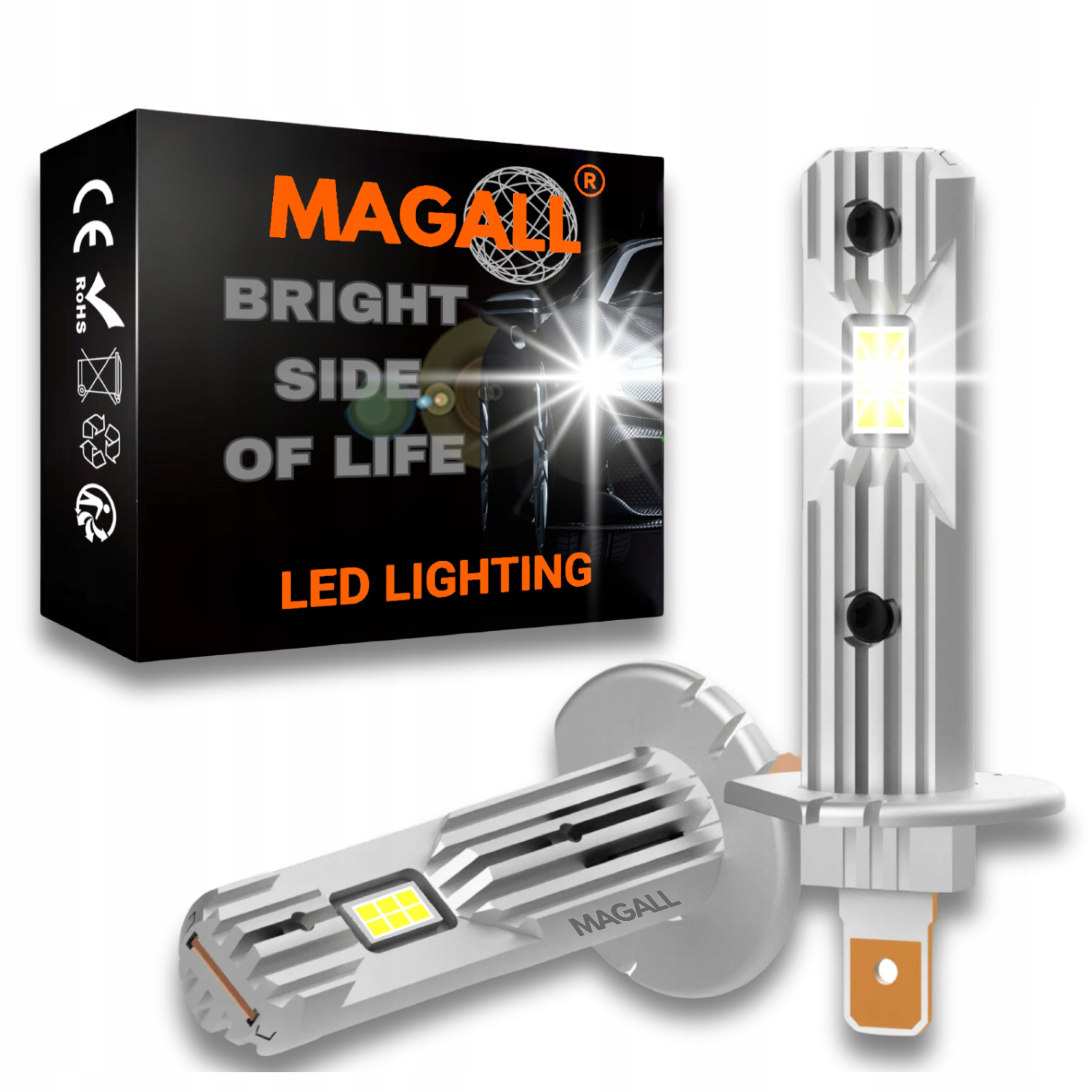 ŻARÓWKI H1 LED MAGALL ONE TO ONE MOCNE BIAŁE ŚWIATŁO 6500K 4000LM 12V ...