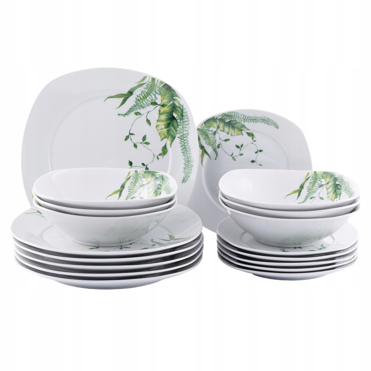 ZESTAW SERWIS OBIADOWY TALERZE 6 OSÓB 18 ELEMENTÓW KOMPLET ZIELONE ...