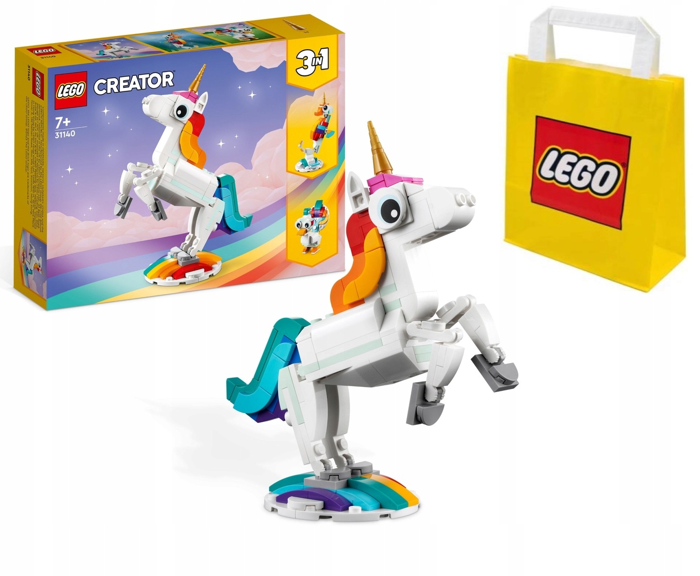 LEGO CREATOR 31140 MAGICZNY JEDNOROŻEC 3w1 PREZENT DLA DZIEWCZYNKI ...
