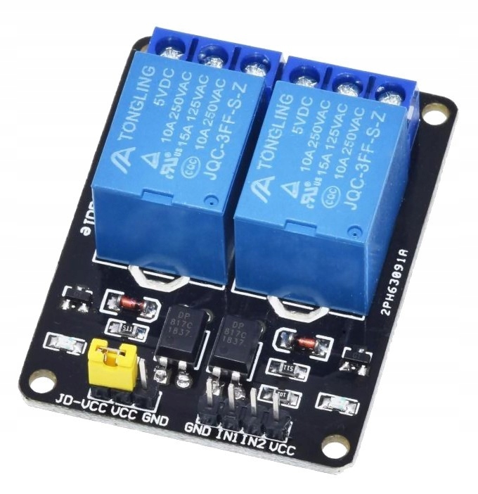 065 2-kanałowy moduł przekaźnika 5V 10A 2CH AVR Arduino Optoizolacja ...