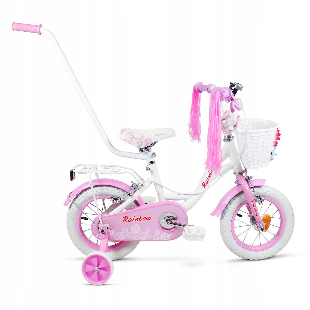 Rower dziecięcy SIrox Rainbow 12 White/Pink 12" Biały/Różowy perłowy ...