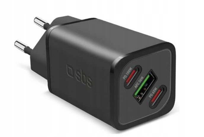 Síťová nabíječka SBS NanoTube GaN PD 2x USB-C / USB-A 100W černá - Allegro