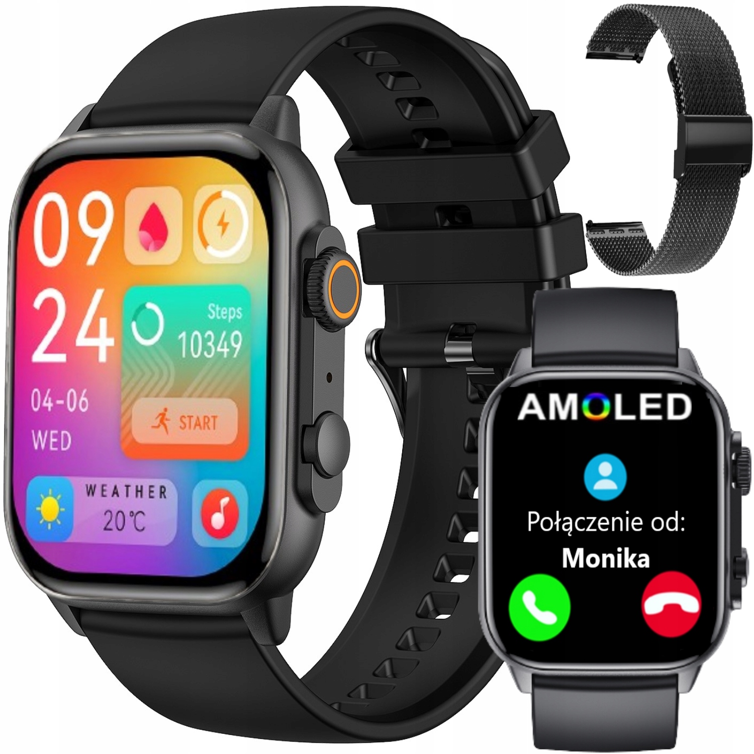 Zegarek SMARTWATCH AMOLED WODOODPORNY MENU POLSKIE EKG NFC POGODA ...