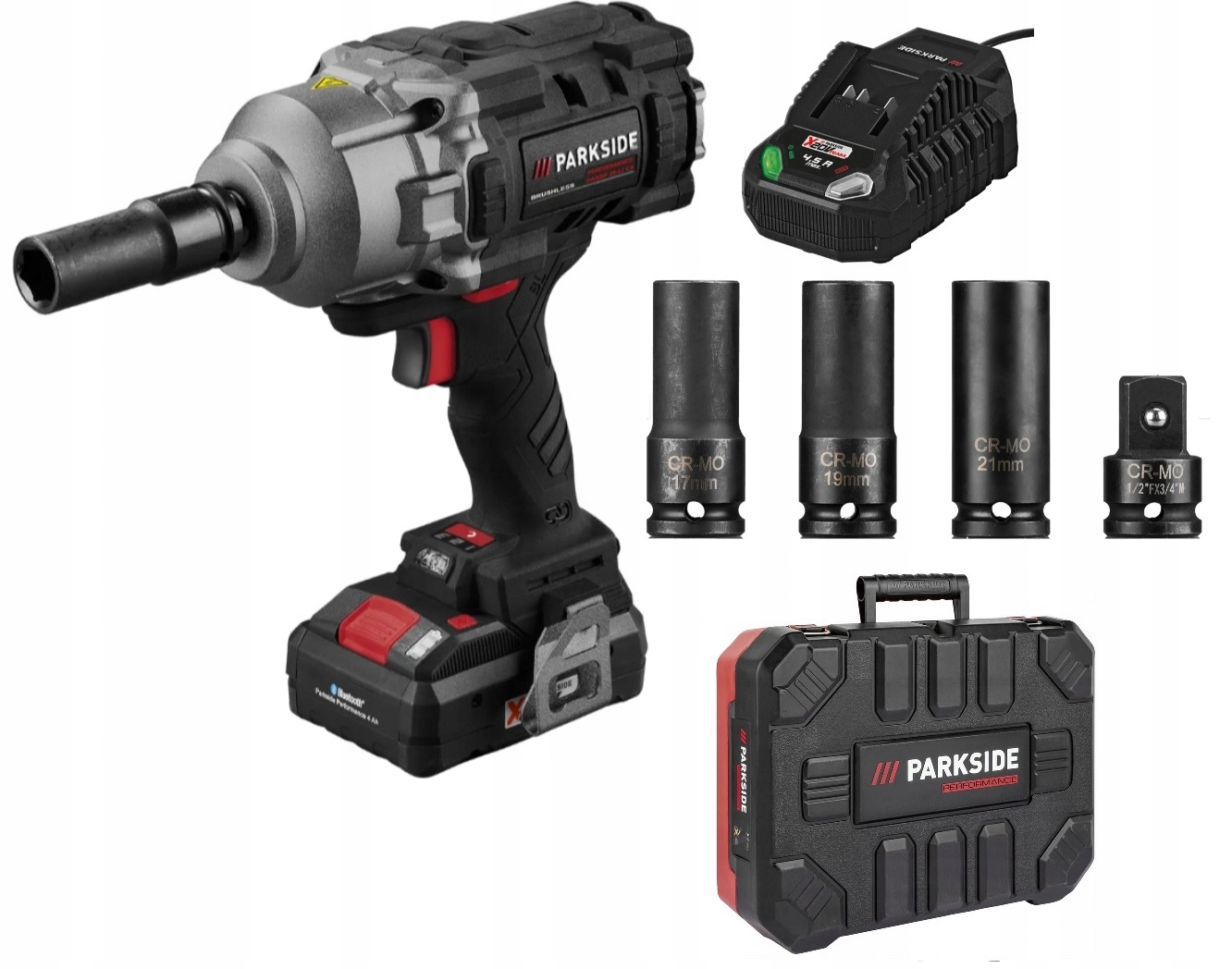 KLUCZ UDAROWY PARKSIDE PASSP 20V PERFORMANCE + 4 Ah SMART + LAD 4,5A ...