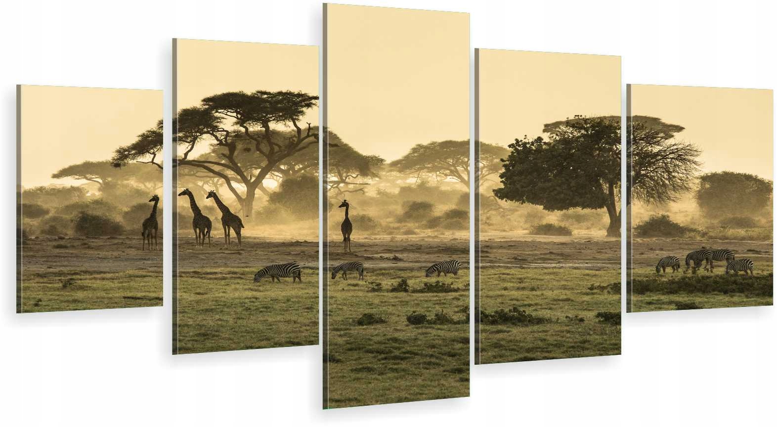 TRIPTYK 5 CZ. NA PLÁTNĚ Žirafy na savaně Safari za 1638.00CZK - Allegro