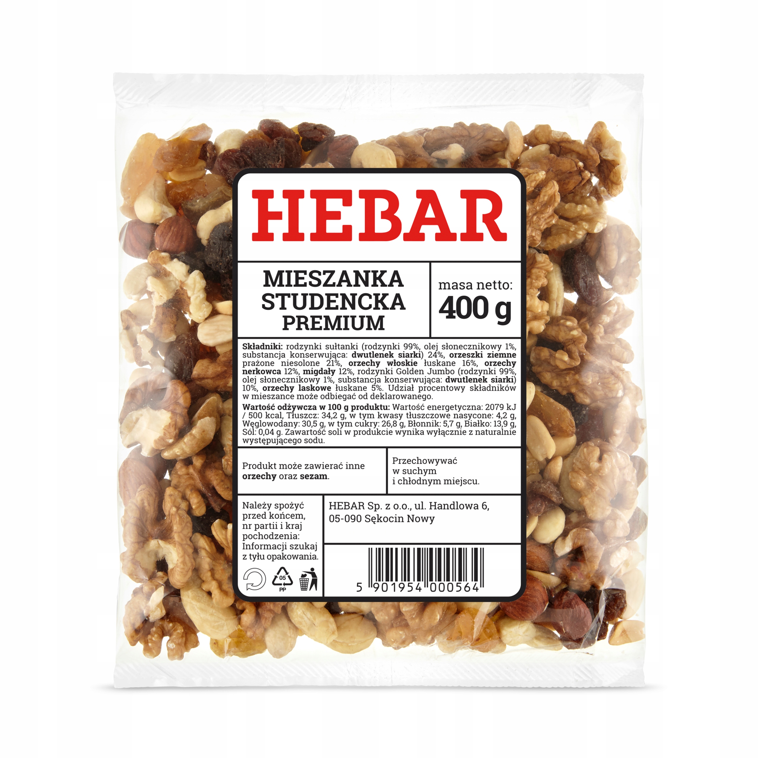 Mieszanka studencka Hebar 400 g (5901954000564) • Cena, Opinie ...