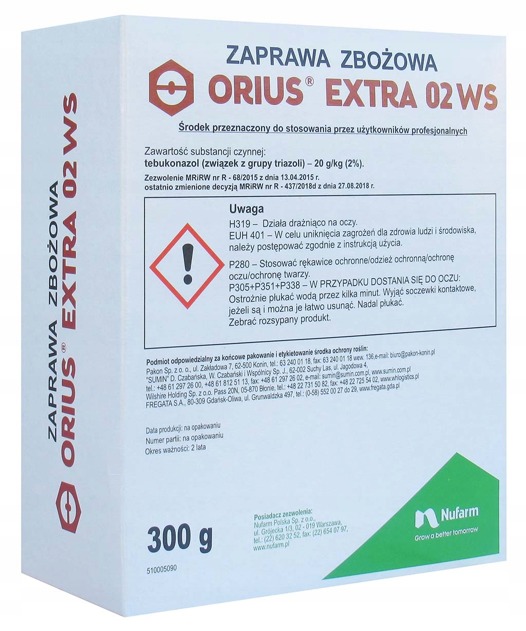 ZAPRAWA ZBOŻOWA ORIUS EXTRA 02 WS 300g DO NASION Grzybobójcza Zgorzel 0 ...