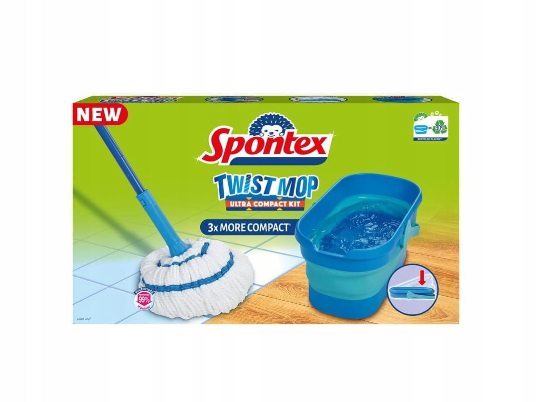 SPONTEX Twist Mop Ultra Compact Wiadro składane + Mop okrągły ...