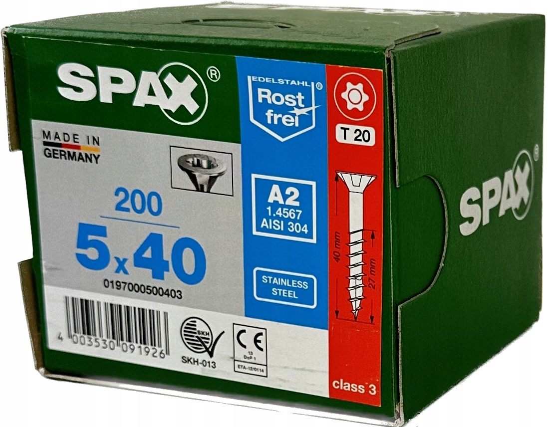 Spax Wkręty uniwersalne do drewna stal szlachetna 5x40mm 200szt ...