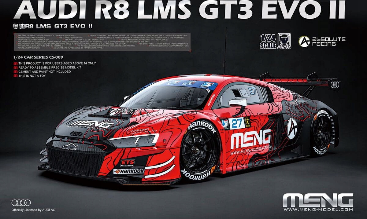 Audi R8 LMS GT3 EVO II Absolute Racing 1:24 Meng CS009 (4897038554072 ...